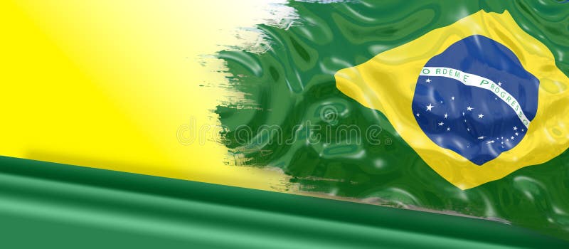 3d Illustration with Brazilian Flag with Yellow and Green Background ...