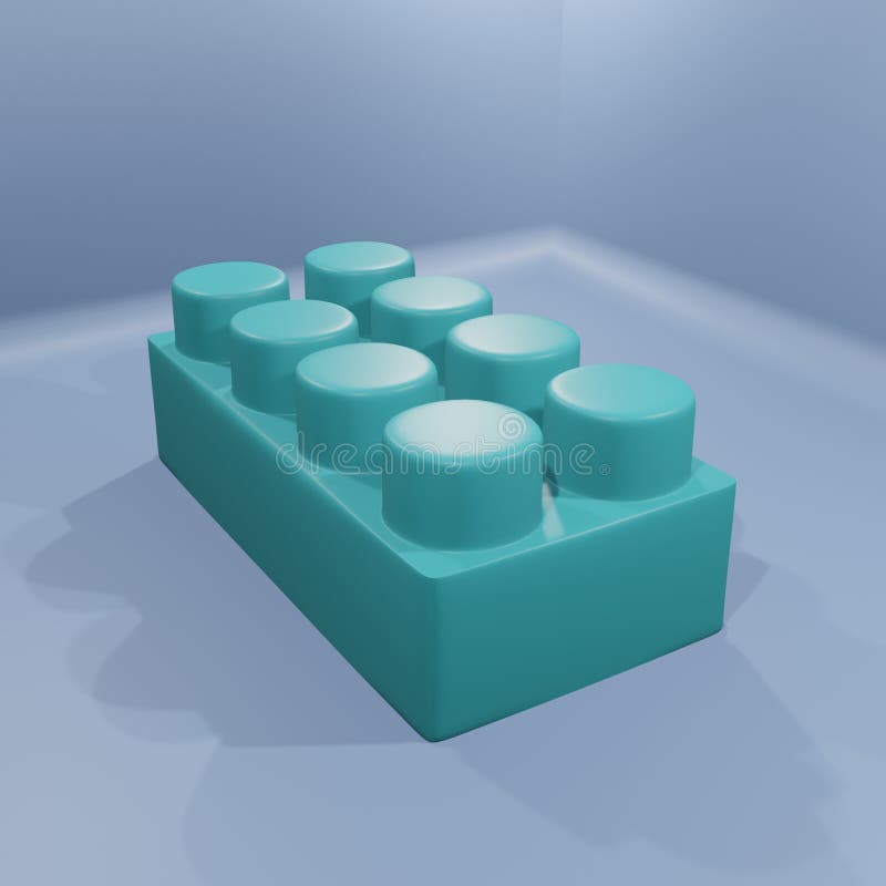 3d Illustration Building Connector Bricks - Green Plastic Block Toy ...