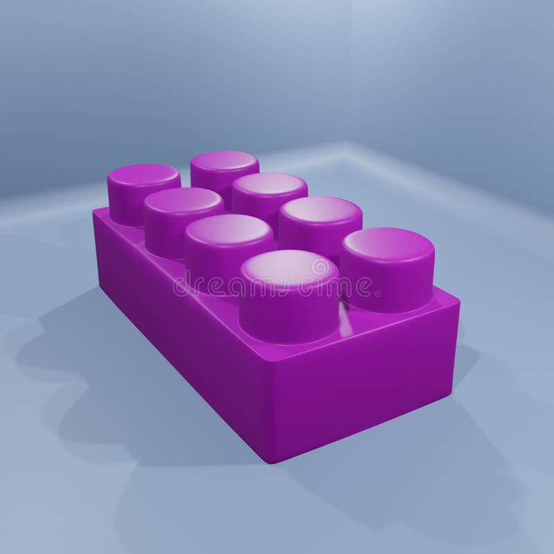 3d Illustration Building Connector Bricks - Purple Plastic Block Toy ...