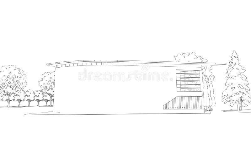 Illustration of Building Design in Wireframe Stock Illustration ...