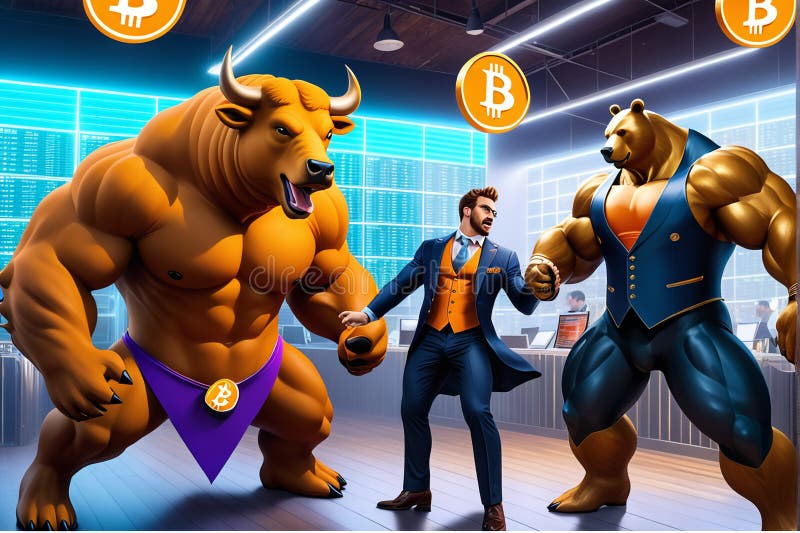 3d Illustration of Bull and Bear Indicating Market Divergence in Crypto ...