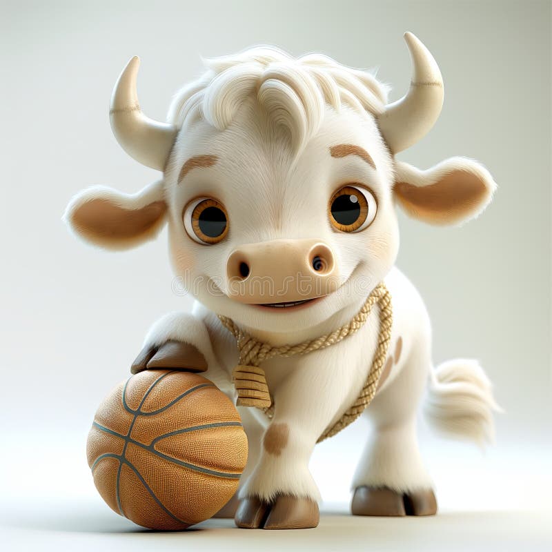 3D Illustration of a Bull Playing Basketball. Stock Illustration ...