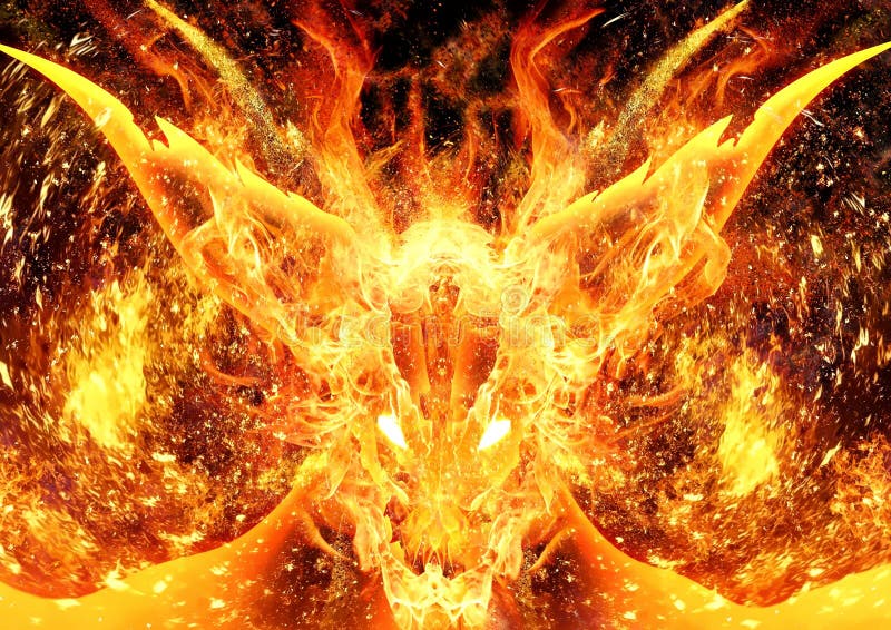 3d Illustration of Abstract Dragon Shape with Burning Flames Stock ...