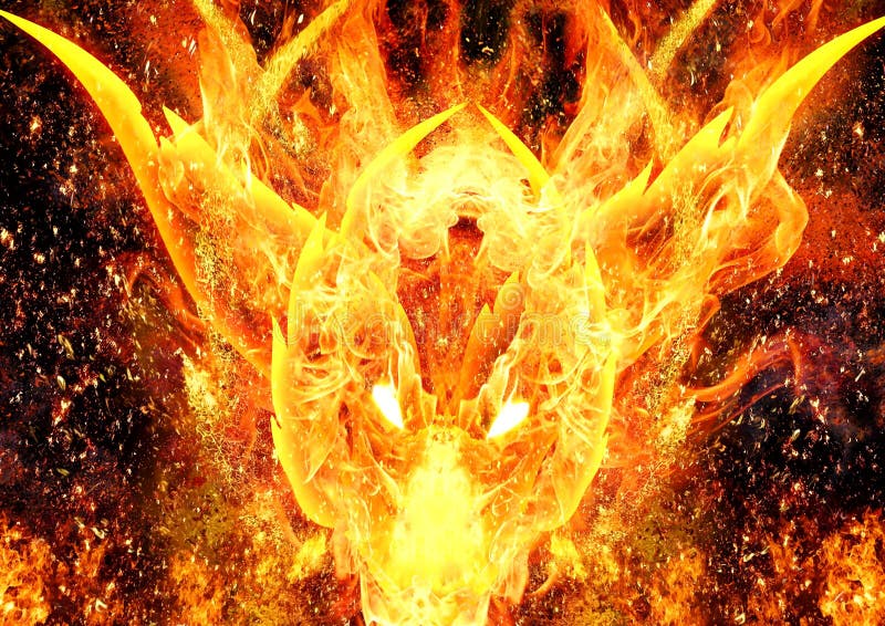 3d Illustration of Abstract Dragon Shape with Burning Flames Stock ...