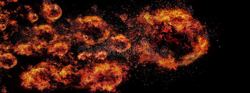 3d Illustration of a Burning Fireball Burning in the Dark Stock ...