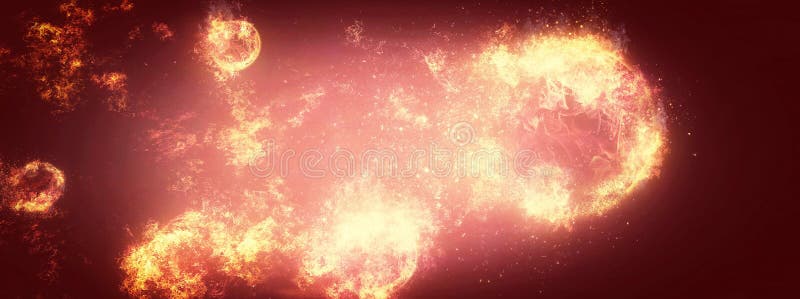 3d Illustration of a Burning Fireball Burning in the Dark Stock ...