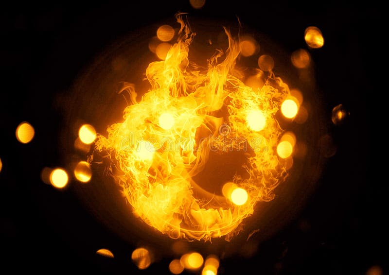 3d Illustration of a Burning Fireball Burning in the Dark Stock ...