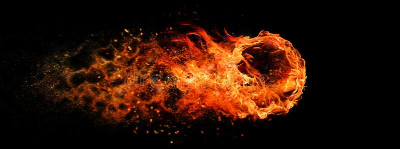 3d Illustration of a Burning Fireball Burning in the Dark Stock ...