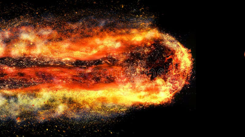 3d Illustration of a Burning Fireball Burning in the Dark Stock ...
