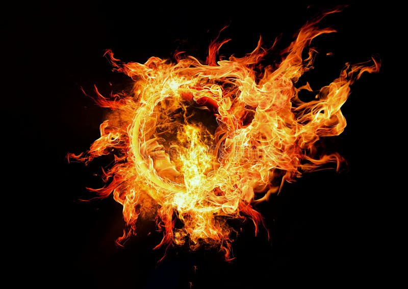 3d Illustration of a Burning Fireball Burning in the Dark Stock ...
