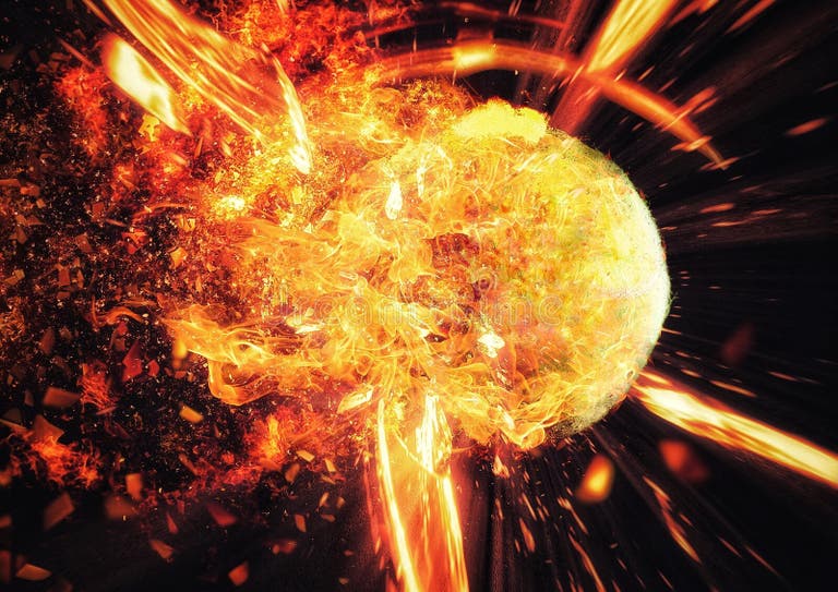 3d Illustration of Exploding Fireball Stock Illustration - Illustration of destruction, ignite ...