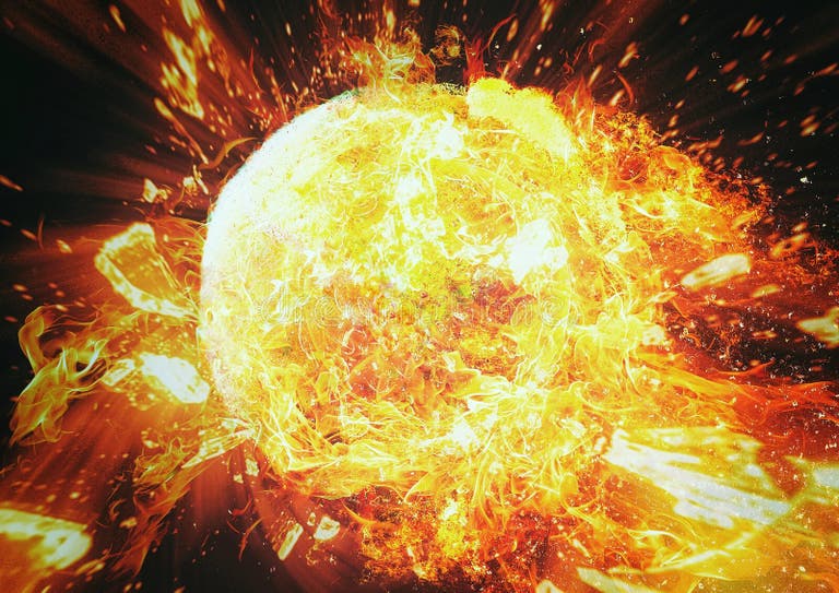 3d Illustration of Exploding Fireball Stock Illustration - Illustration ...