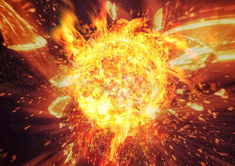 3d Illustration of Burning Fireball Burning Stock Illustration ...