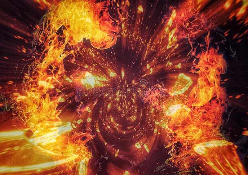 3d Illustration of Exploding Flames Stock Illustration - Illustration ...