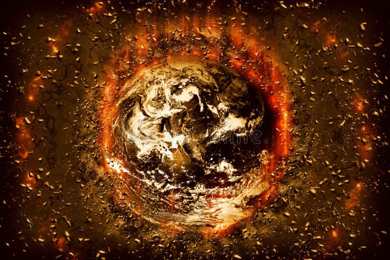 3D Illustration of a Burning Planet Background Stock Image - Image of ...