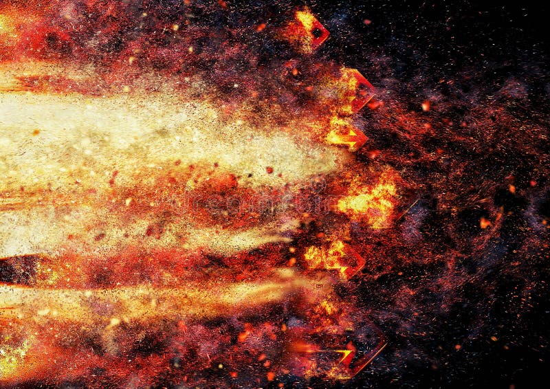 3d Illustration of a Burning Rocket Missile Fired Stock Illustration ...