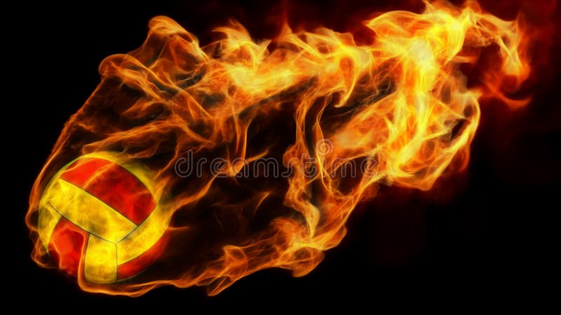 3d Illustration of Burning Volleyball Attack. Stock Illustration ...