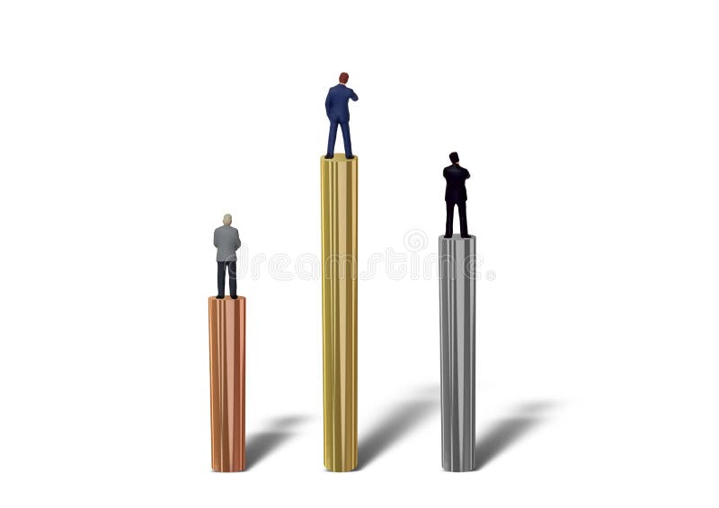 3d Illustration of Business People Standing on Different Heights Stock ...