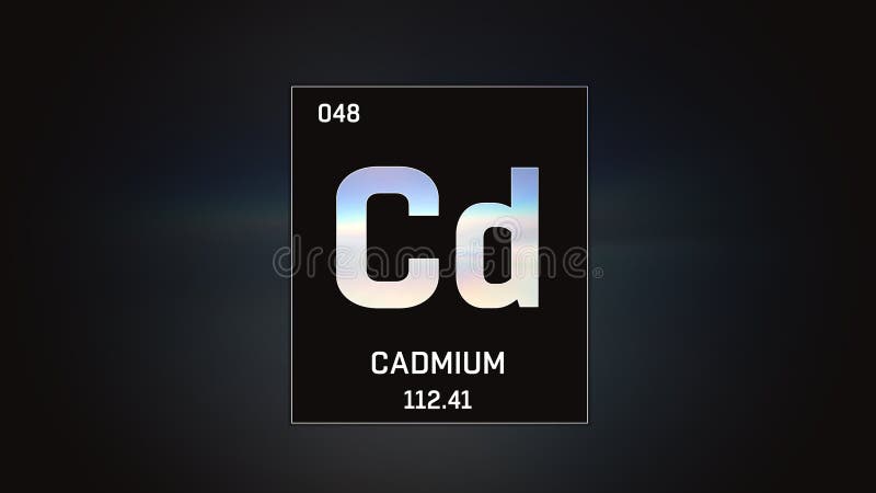Cadmium As Element 48 of the Periodic Table 3D Illustration on Grey ...