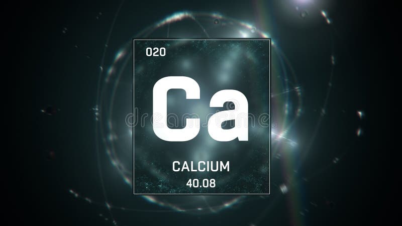 Calcium As Element 20 of the Periodic Table 3D Illustration on Green ...