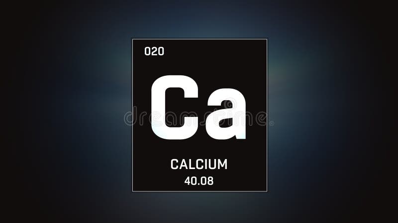 Calcium As Element 20 of the Periodic Table 3D Illustration on Blue ...