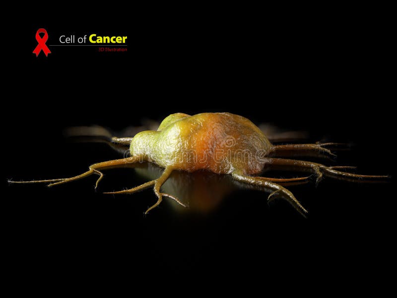 3d Illustration of Cancer Cells on Blured Black Background. Stock ...