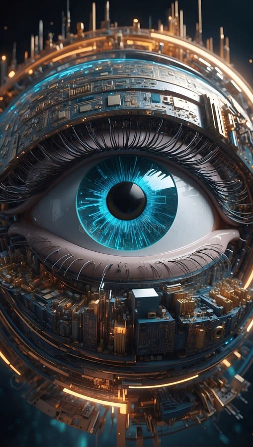 Electric Vision: Futuristic Digital Surveillance Art. AI Generate Stock ...