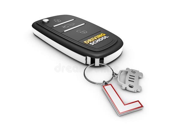 3d Illustration of Car Key with Car and Learner Driver Sign Stock ...