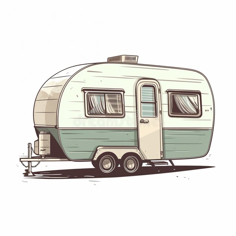 2D Illustration of a Caravan Isolated on White Background. Stock ...