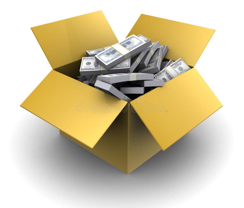Money in cardboard box stock illustration. Illustration of store - 30212989