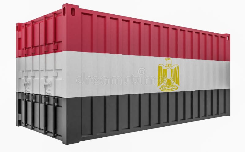 3D Illustration of Cargo Container with Egypt Flag Stock Illustration ...