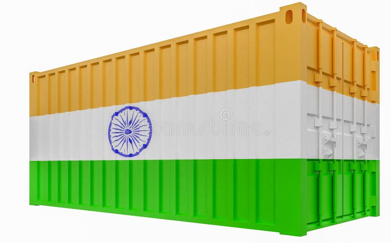 3D Illustration of Cargo Container with India Flag Stock Illustration ...