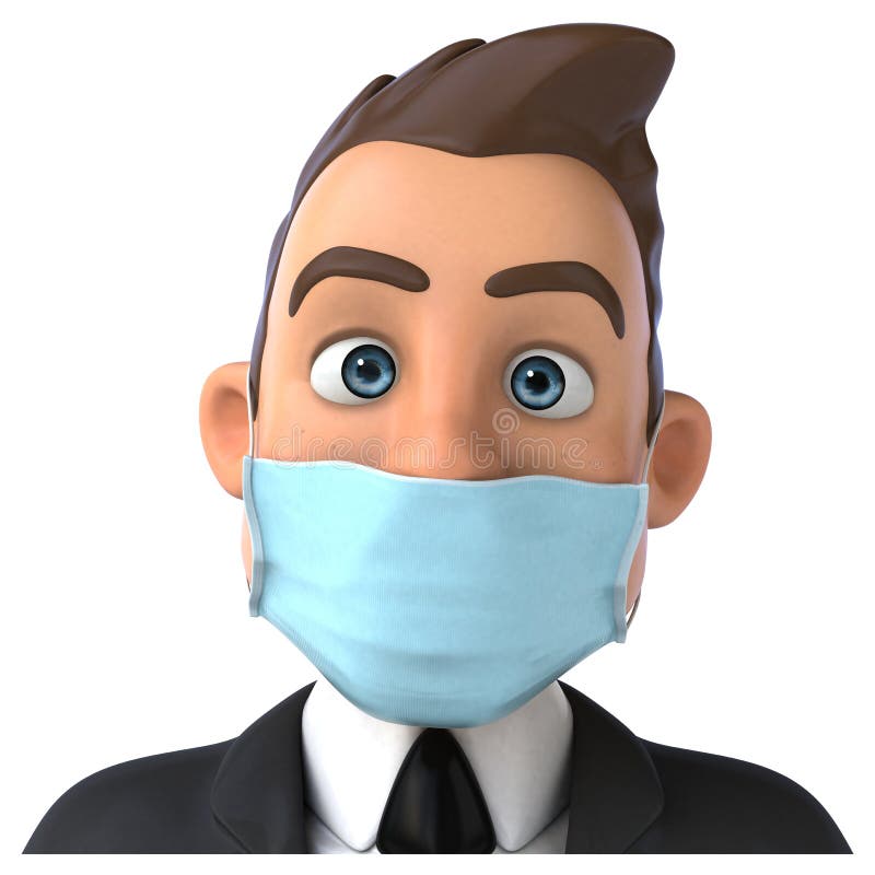 3D Illustration of a Cartoon Character with a Mask Stock Illustration ...