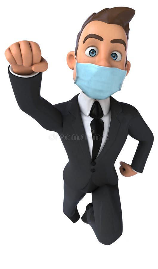 3D Illustration of a Cartoon Character with a Mask Stock Illustration ...