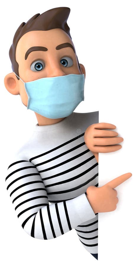 3D Illustration of a Cartoon Character with a Mask Stock Illustration ...