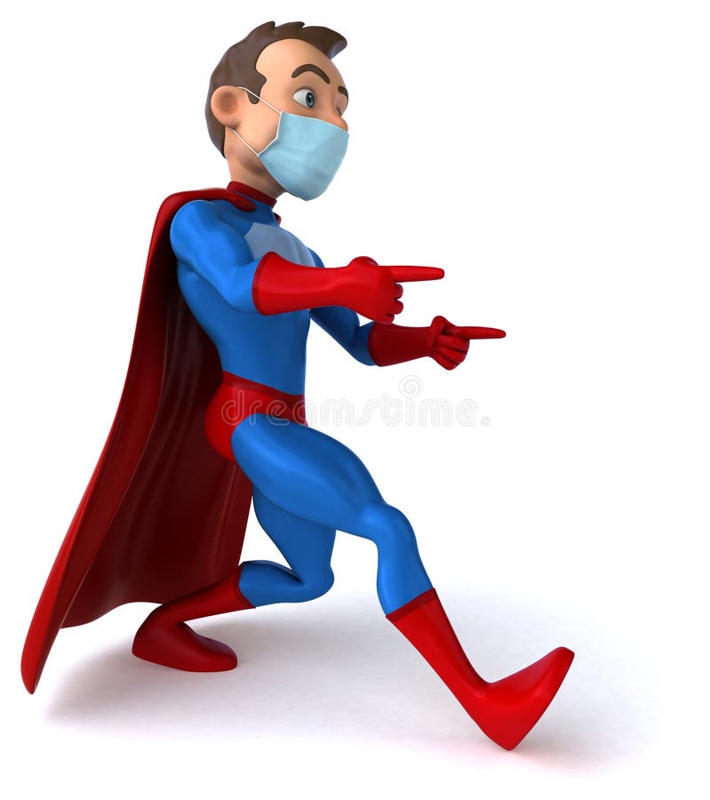 3D Illustration of a Cartoon Character with a Mask Stock Illustration ...
