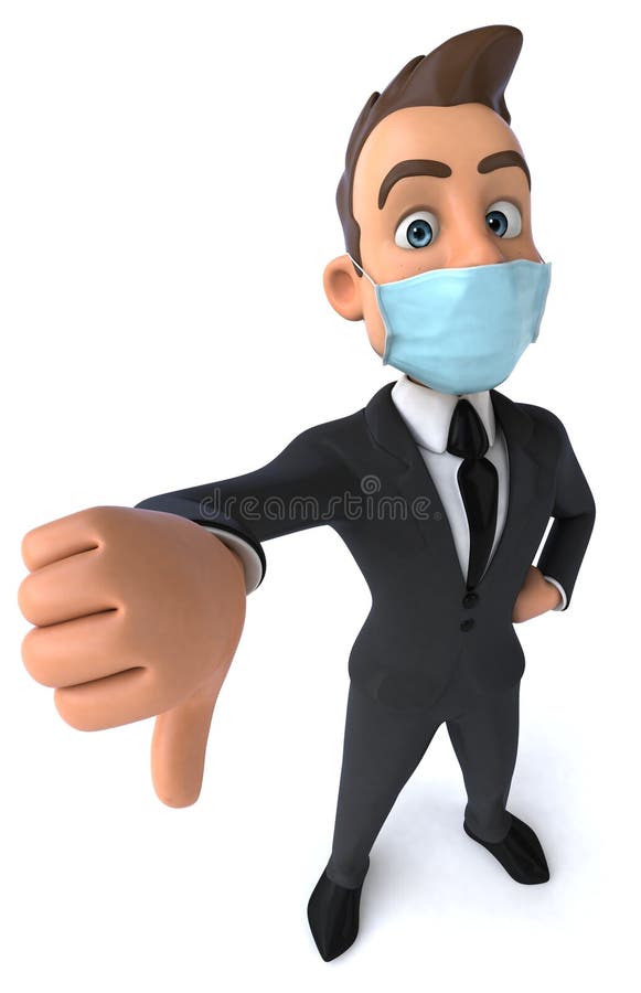 3D Illustration of a Cartoon Character with a Mask Stock Illustration ...