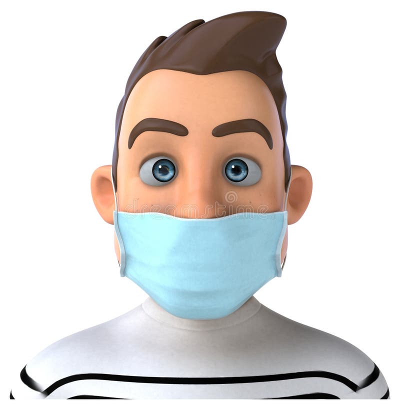 3D Illustration of a Cartoon Character with a Mask Stock Illustration ...