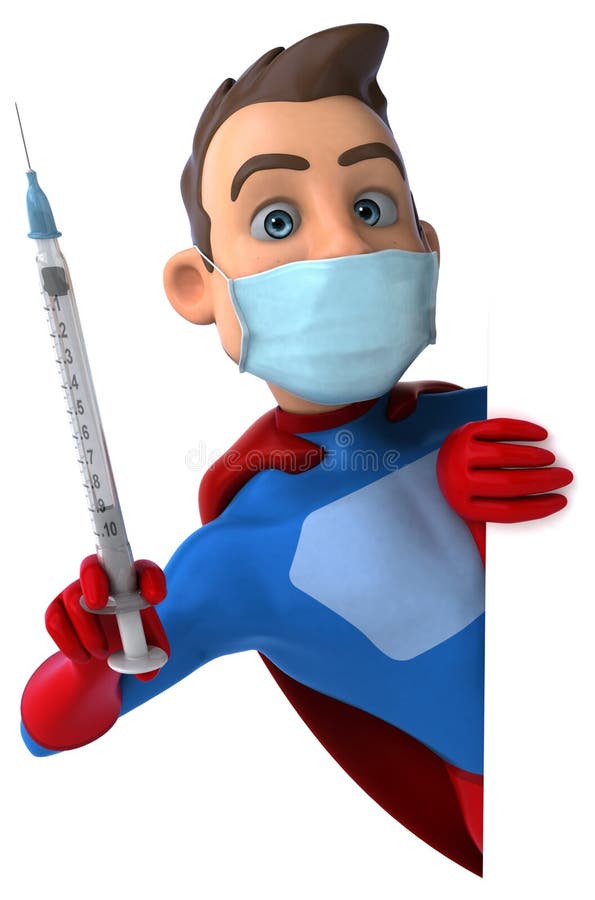 3D Illustration of a Cartoon Character with a Mask Stock Illustration ...