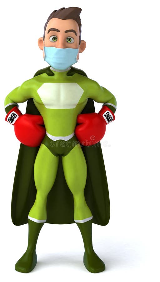 3D Illustration of a Cartoon Character with a Mask Stock Illustration ...