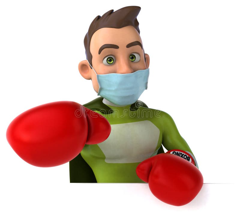 3D Illustration of a Cartoon Character with a Mask Stock Illustration ...