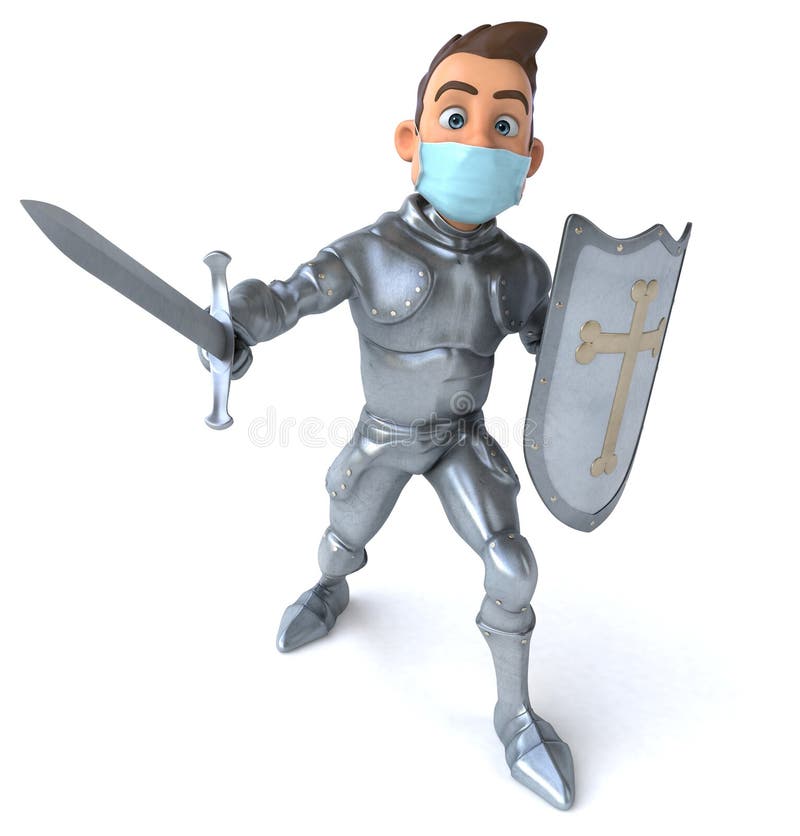 3D Illustration of a Cartoon Character with a Mask Stock Illustration ...