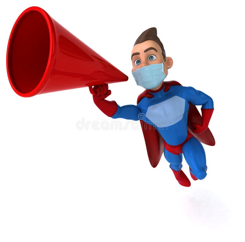 3D Illustration of a Cartoon Character with a Mask Stock Illustration ...