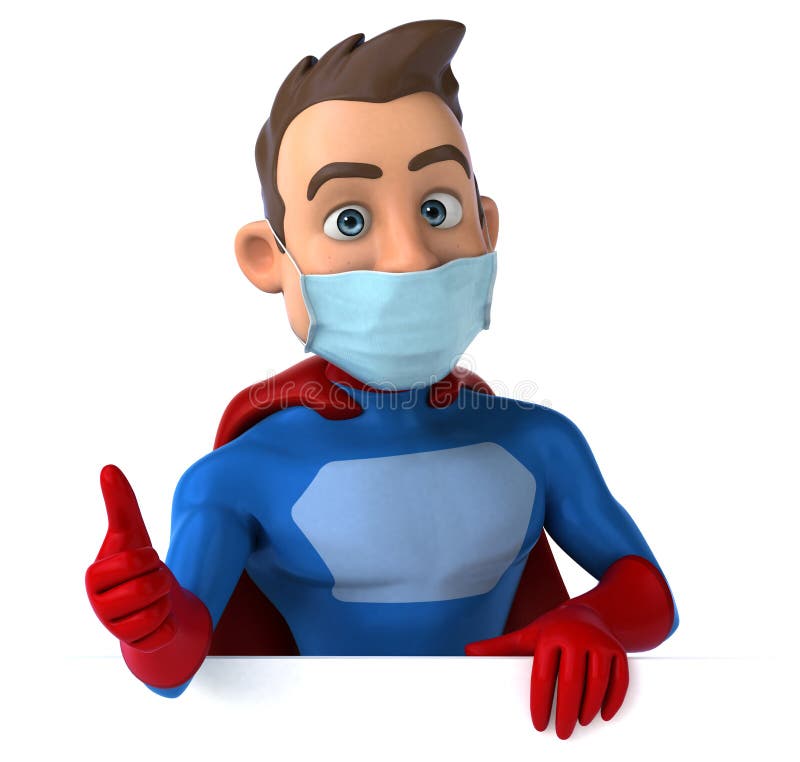 3D Illustration of a Cartoon Character with a Mask Stock Illustration ...