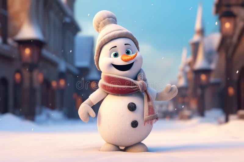 3d Illustration of Cartoon Cute Snowman. Ai Generative Stock ...