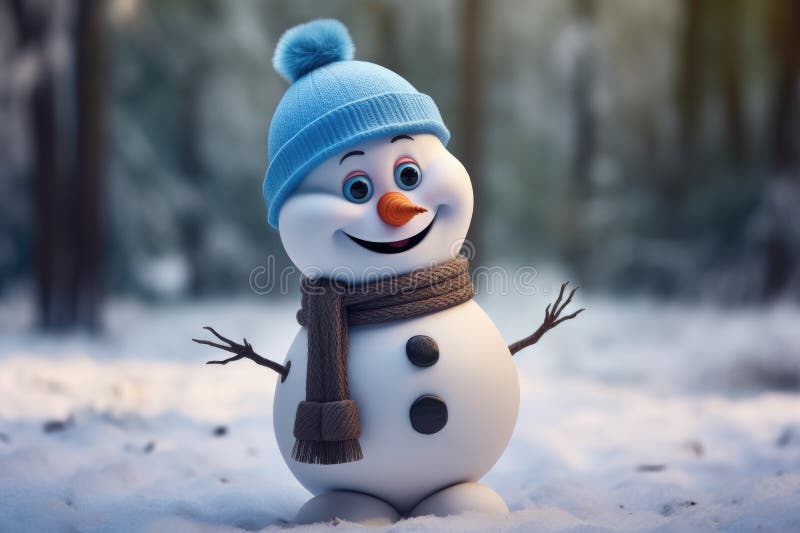 3d Illustration of Cartoon Cute Snowman. Ai Generative Stock ...