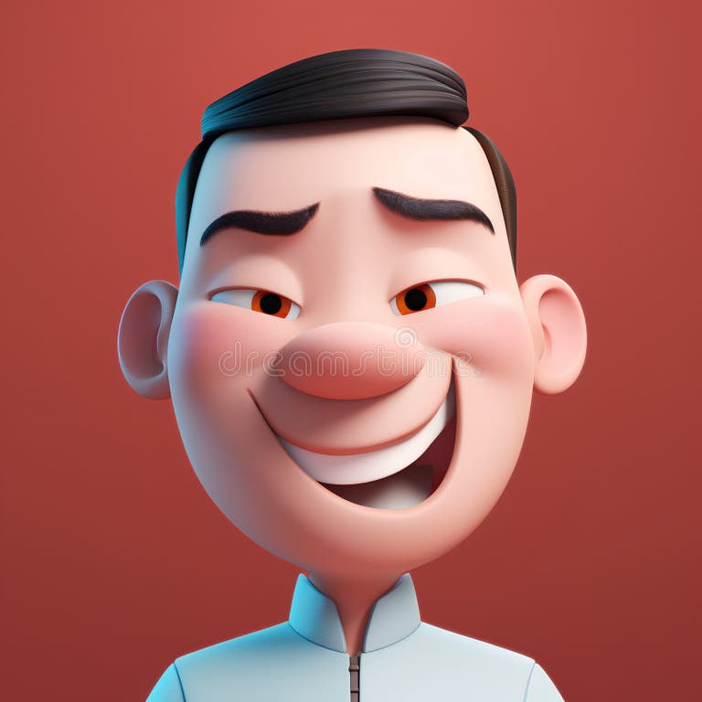 3d Illustration of a Cartoon Man with a Funny Face. 3d Rendering Stock ...