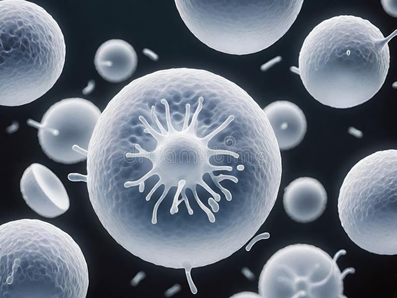 3d Illustration of a Cell with a Bacteria and a Microorganisms Stock ...