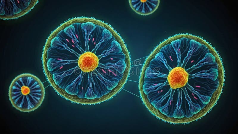 A 3D Illustration of a Cell Division Process, Showing Detailed Cellular ...