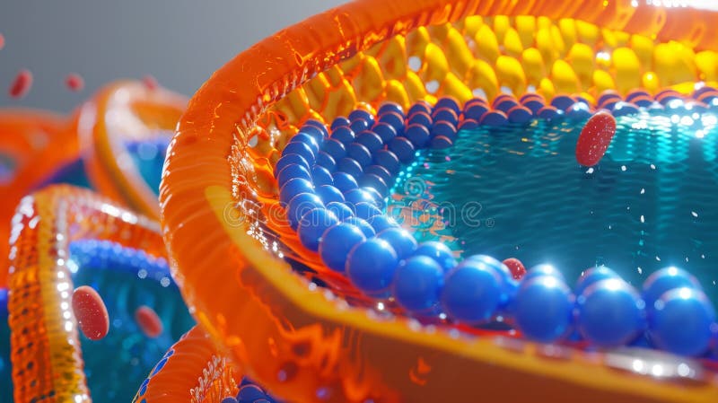 A 3D Illustration of a Cell Membrane, with Proteins Embedded within it ...